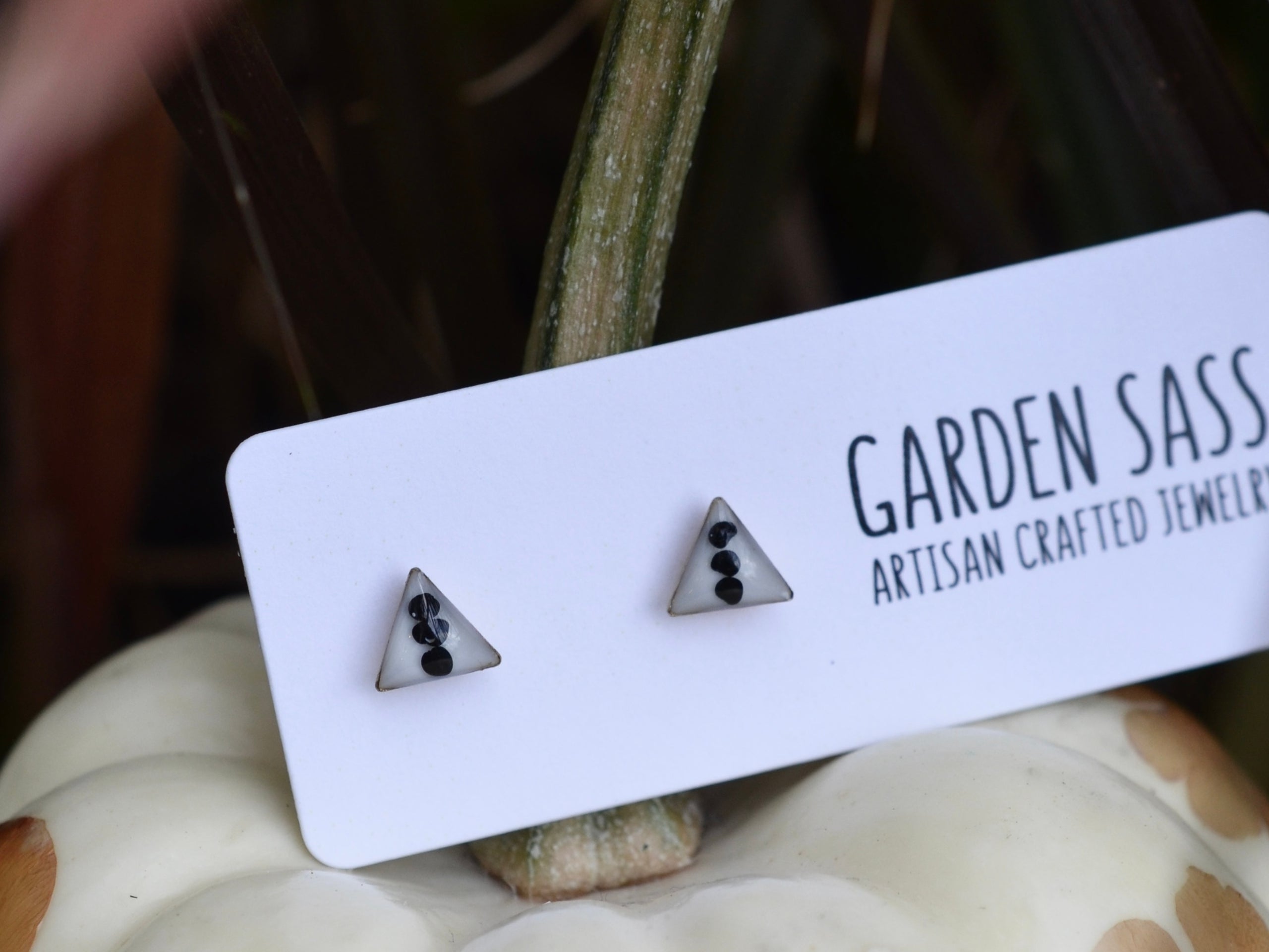 Celosia Seed Triangle Stud Earrings | Garden Sass
